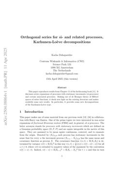 Centrum Wiskunde & Informatica: Orthogonal series for si- and related ...